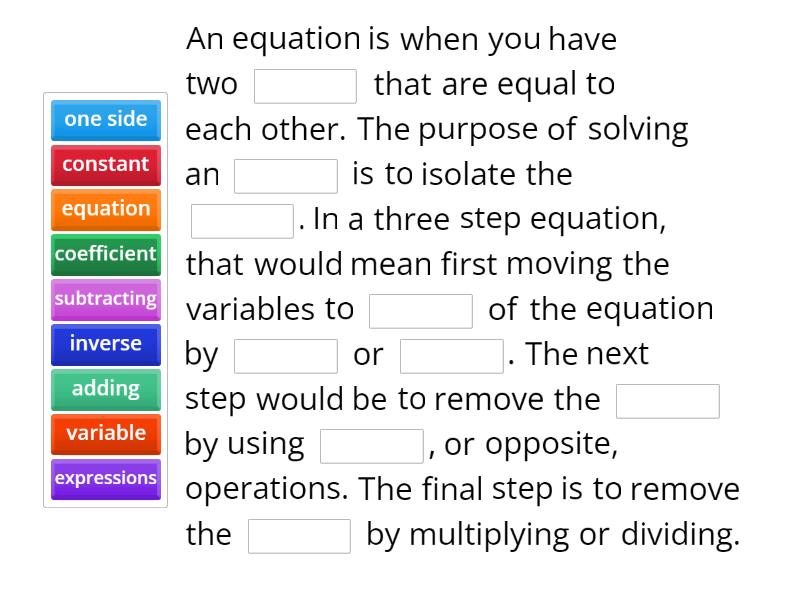 Equation Steps - Complete the sentence
