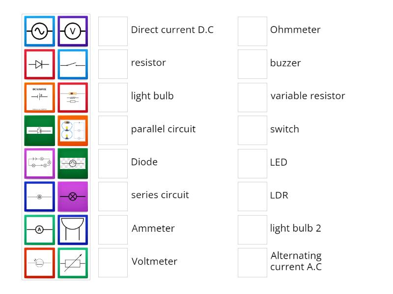Electricity and electronics symbols - Match up
