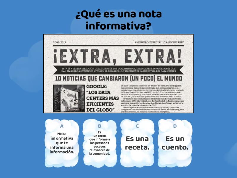 Notas informativas - Cuestionario