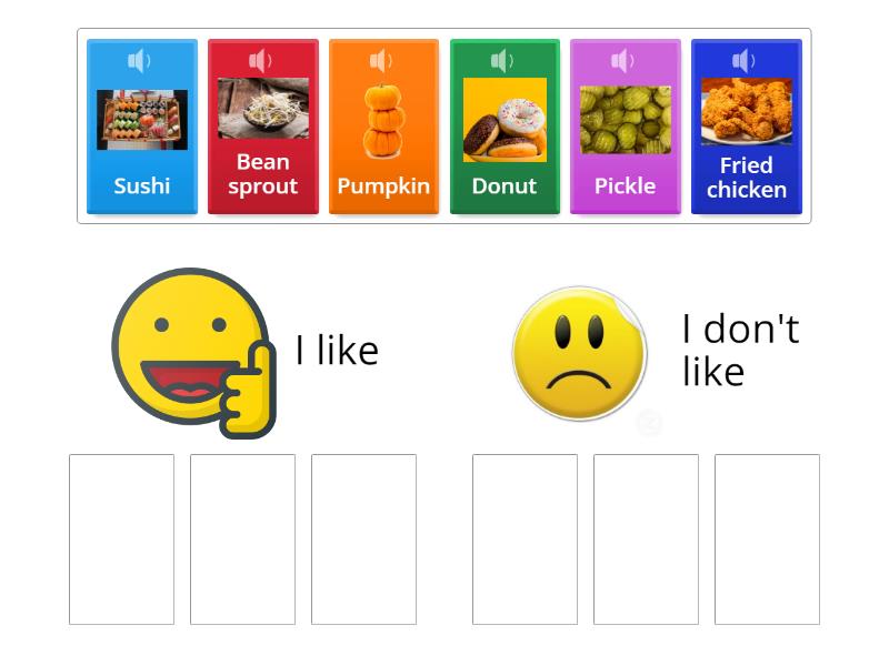 Pre-lesson (I like and I don't like) - Group sort