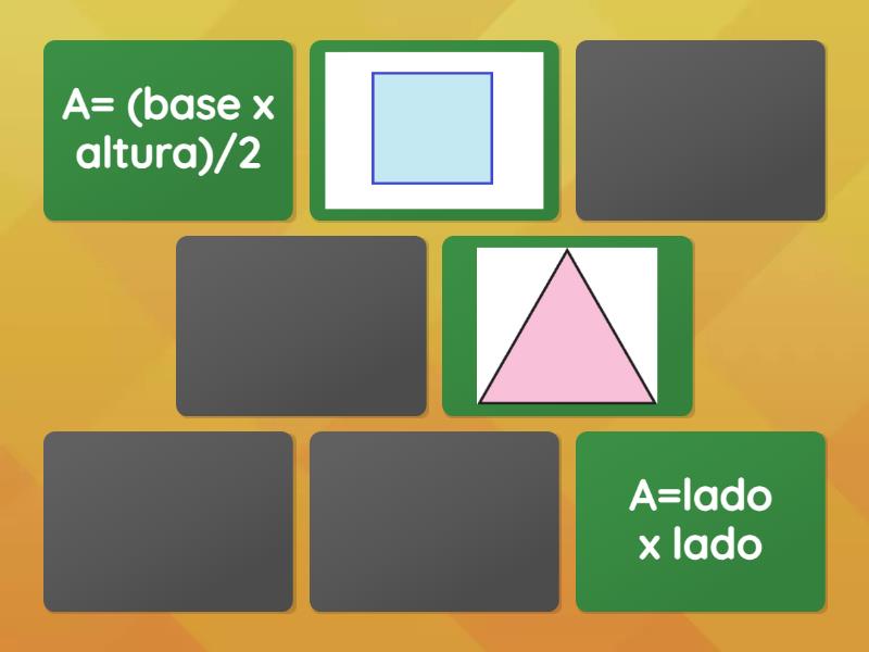 Memorama de figuras geométricas y sus áreas y volúmenes. - Matching pairs