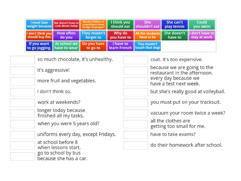 modal verbs - Match up