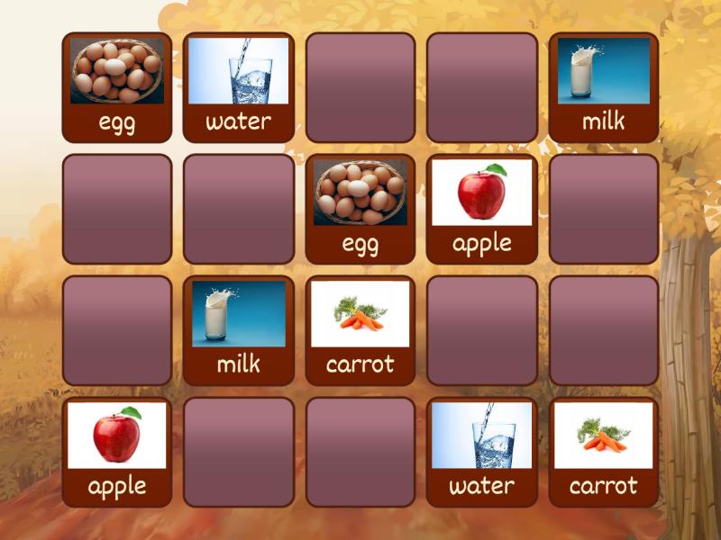 Memory game - foods and drinks (part 1) - MEIE - Matching pairs