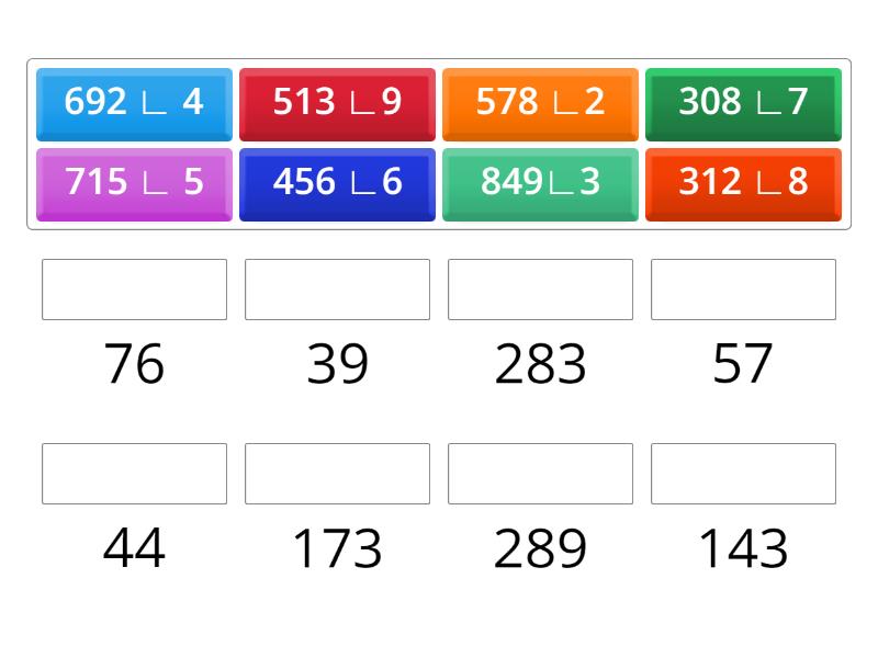 Divisions 3-digits by 1-digit numbers - Match up