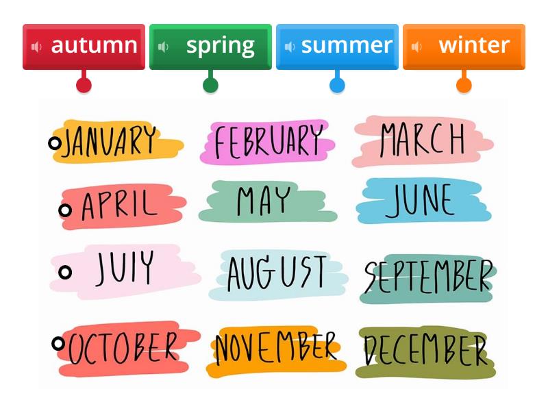 Label the diagram - months of the year and seasons - Labelled diagram