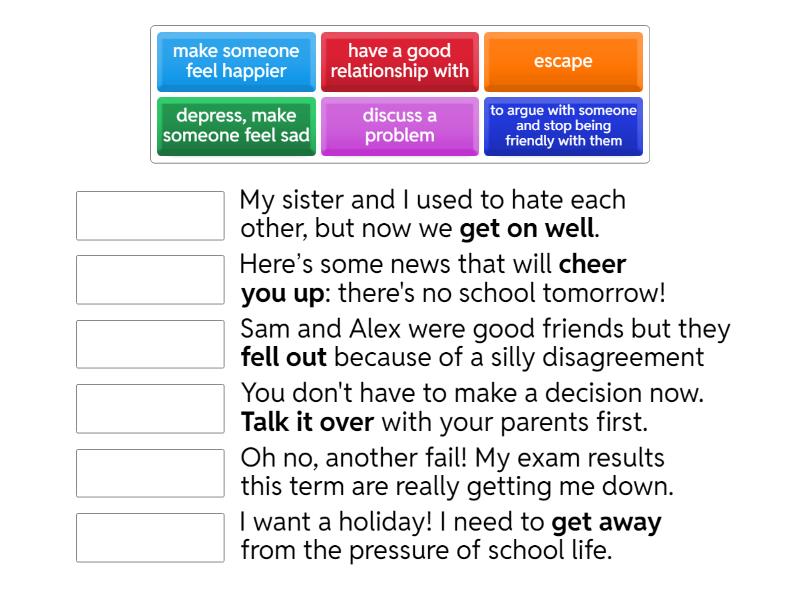 Gold Experience B1+ unit 4 phrasal verbs - Match up