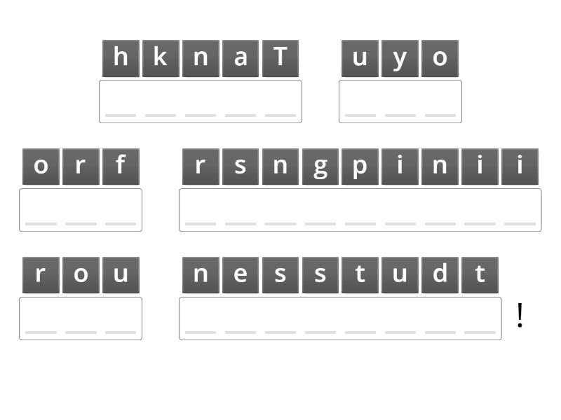 Unscramble the phrase! Each teacher who participates gets their name in ...