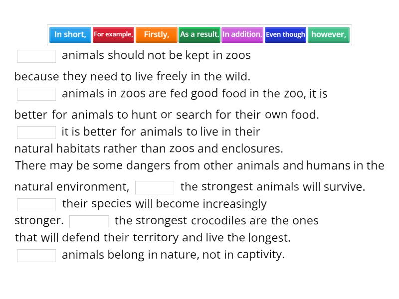 Animals should not be kept in the zoo. - Complete the sentence