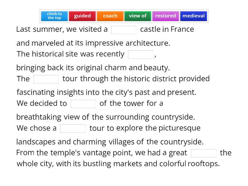 tourist places A - Complete the sentence