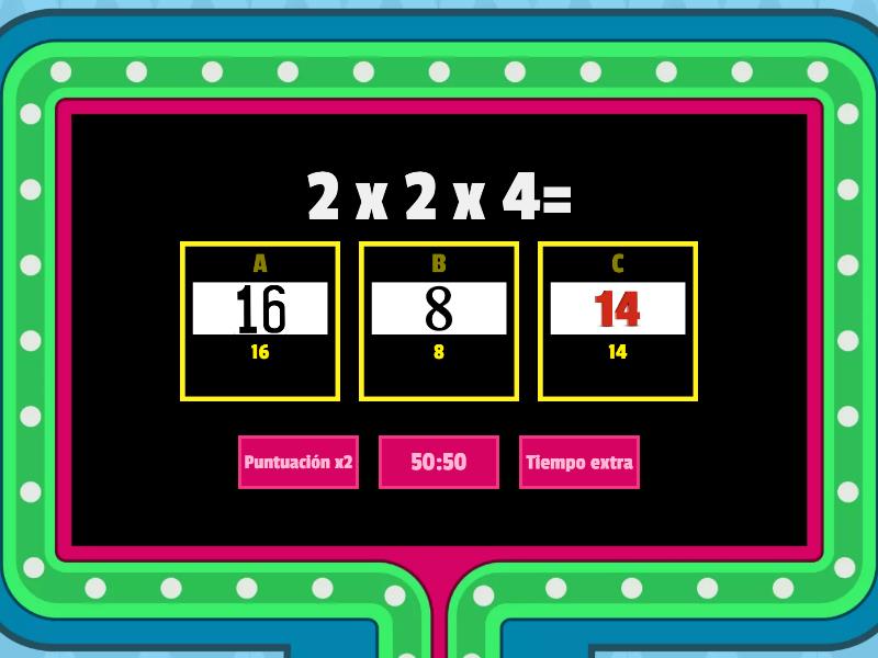 tablas de multiplicar y sumas - Gameshow quiz