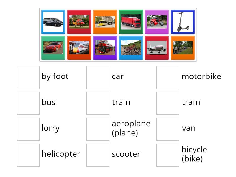 ESOL Pre Entry - Modes of transport - Match up
