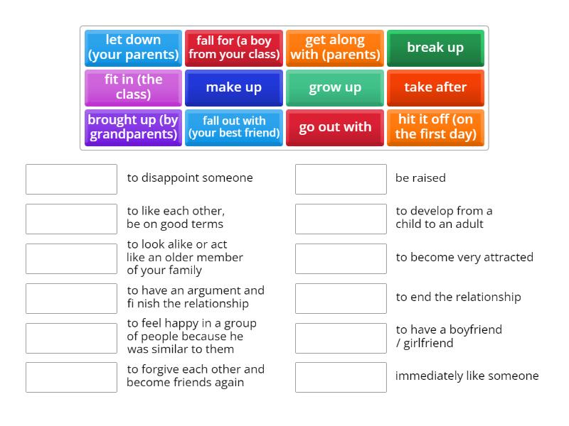 ЕГЭ | Phrasal verbs "Family & Friends & Relationship" - Match up