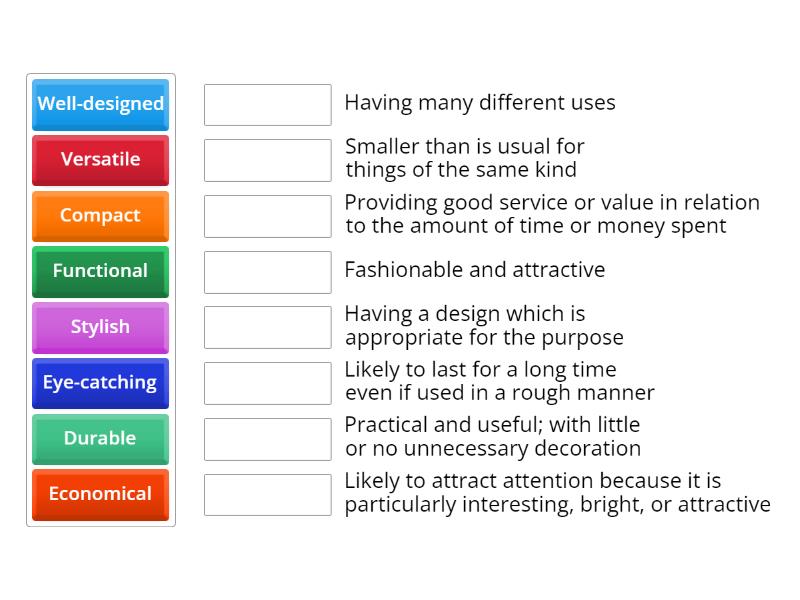 BUS.B2.21.2 - Adjectives to describe products - Match up