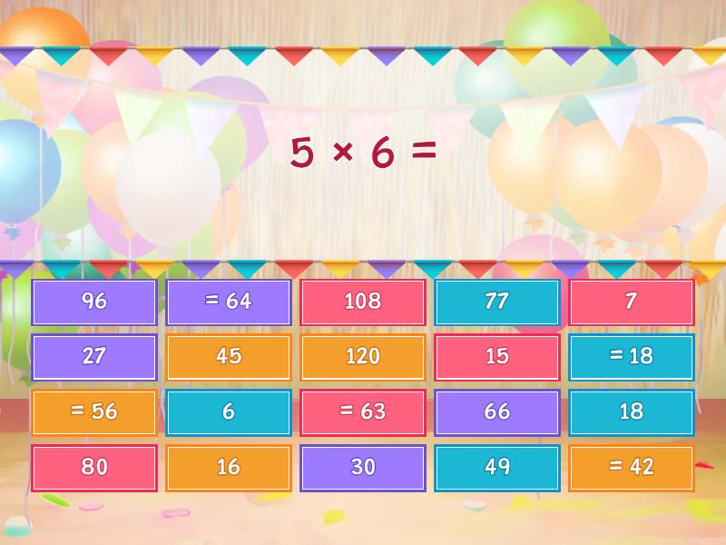 multiplication g5 - Find the match