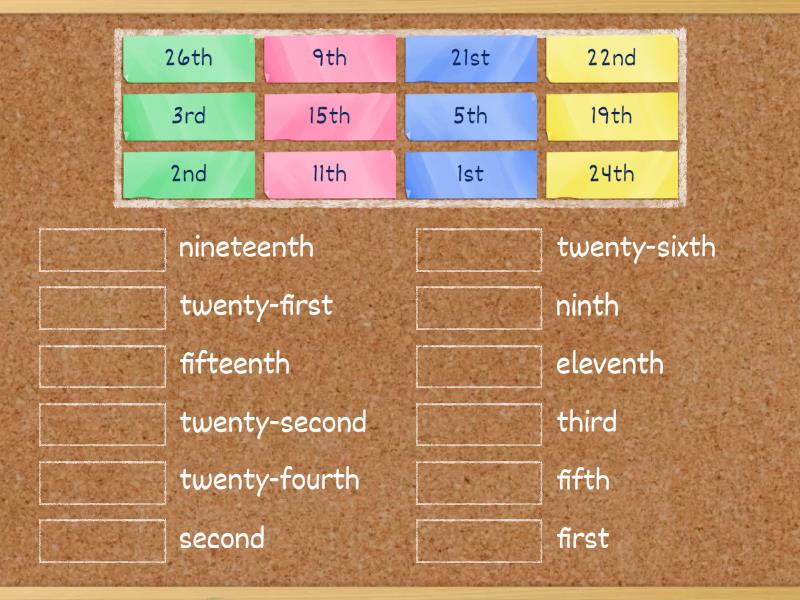Ordinal numbers - Match up