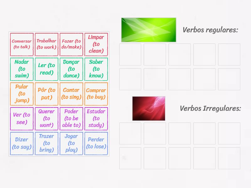 Here's a list of verbs for the Verb Sorting task, categorized into ...