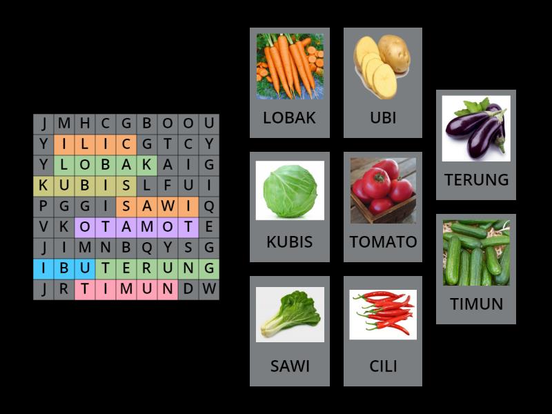 SAYUR-SAYURAN (FAST BACA) - Wordsearch