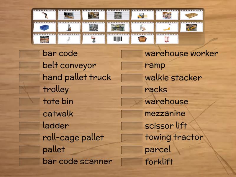 WAREHOUSE - VOCABULARY - Połącz w pary