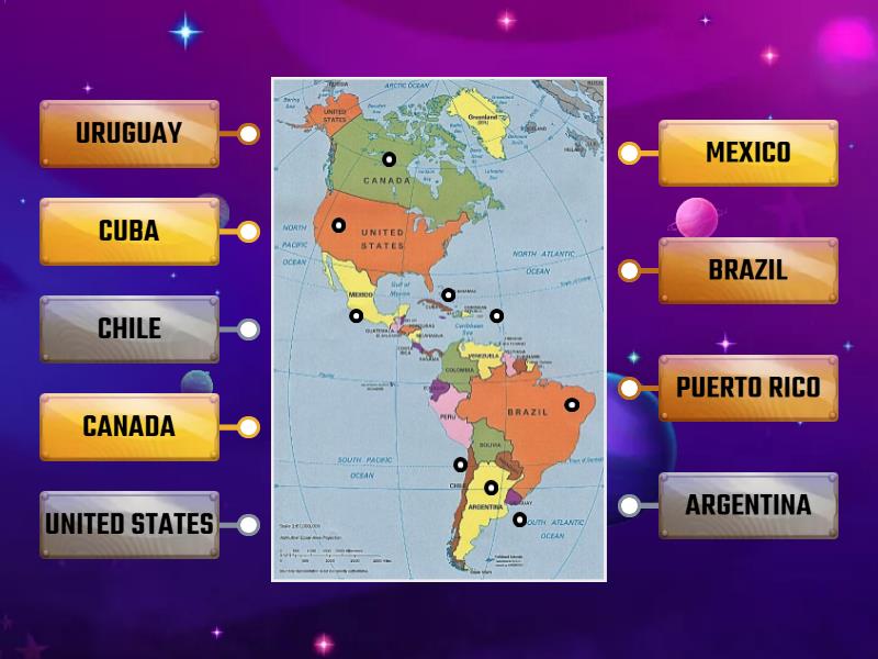 COUNTRIES IN AMERICA - Labelled diagram