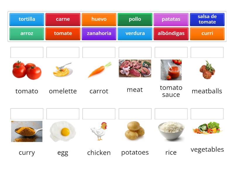 vocabulario de comida - Match up