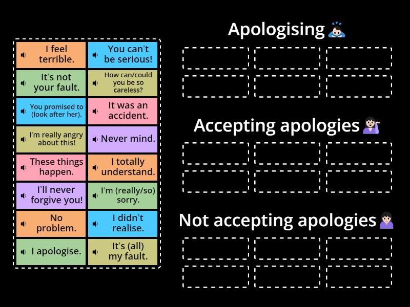 Speaking: apologising - Group sort