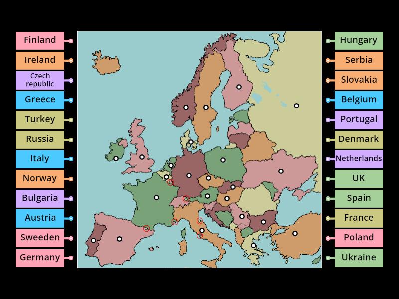 Guess the country (europe map) - Labelled diagram