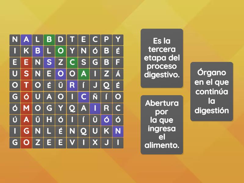 Sopa de letras Sistema Digestivo - Wordsearch