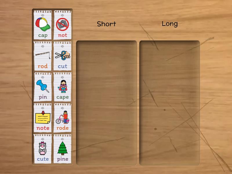Sort Short or Long Vowel Sound? - Categorías
