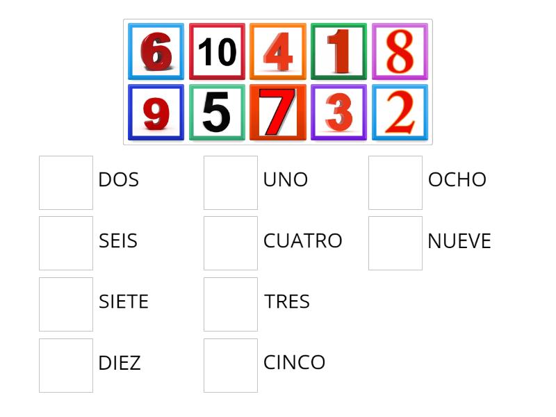 I NUMERI IN SPAGNOLO (1-10) - Match up