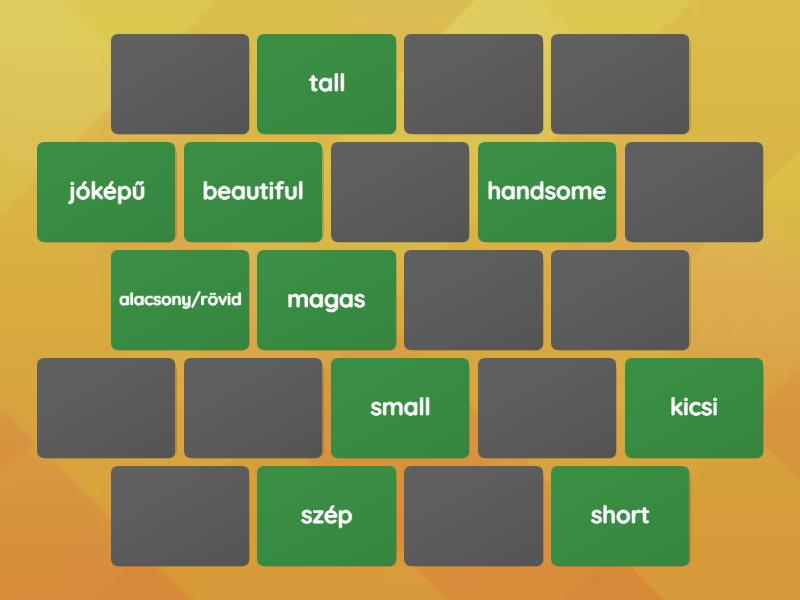 Basic adjectives II. - Matching pairs