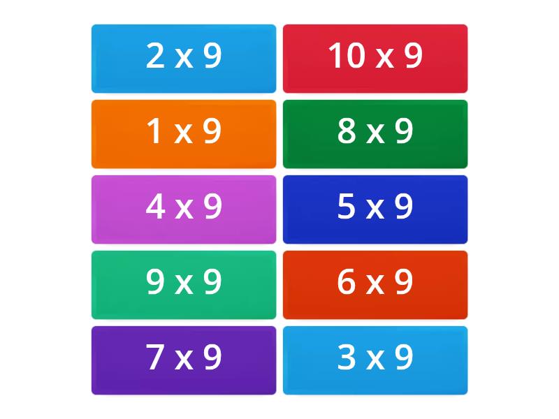 Multiplication Table of 9 - Vire as peças