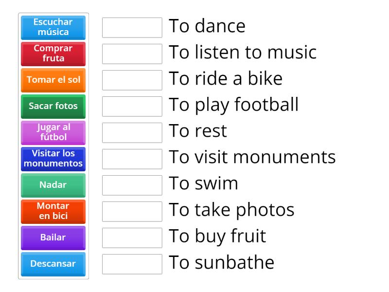 Y9 Spanish infinitive verbs - Match up