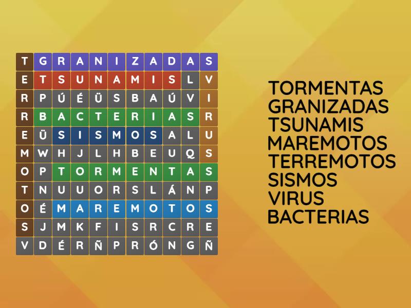 DESASTRES NATURALES - Sopa de letras