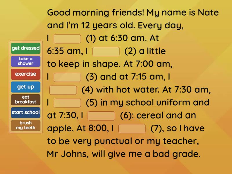Daily Routine - Completa la oración