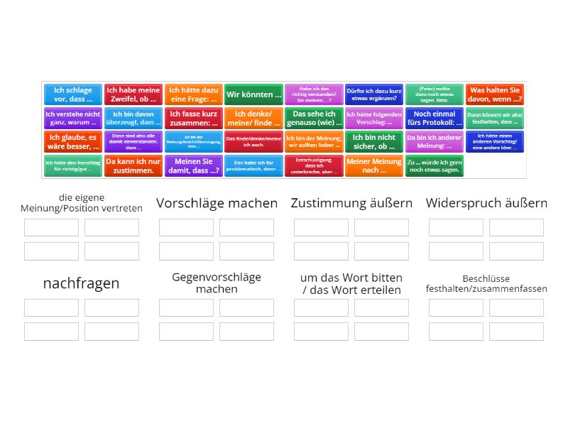 sich an Besprechungen beteiligen - Group sort