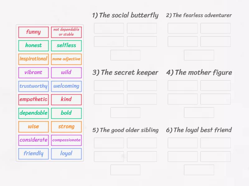 6 types of best friends - watching for general understanding - Group sort