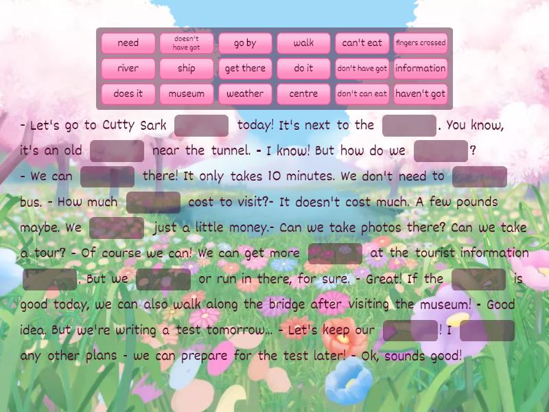 Green Line 1 Unit 4 Test - Missing word
