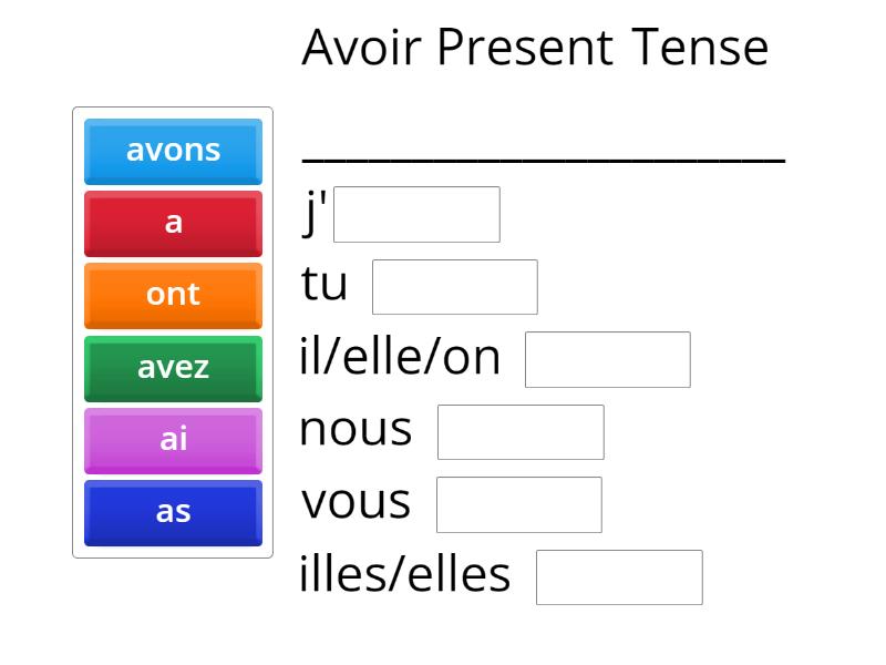 avoir and être present tense - Complete the sentence