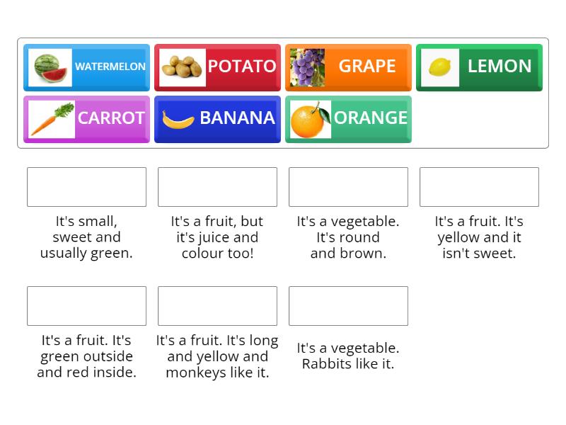 Fruit and Vegetable Riddles - Match up