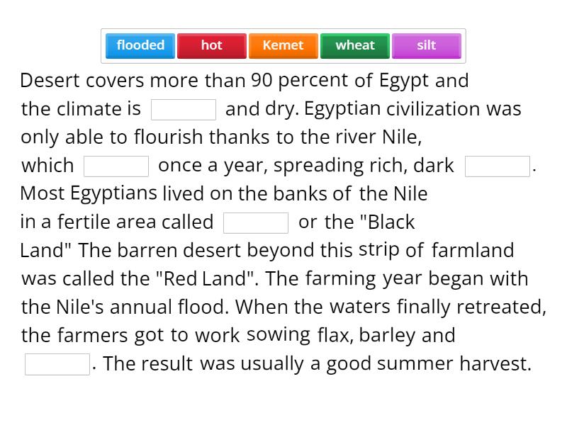 Ancient Egypt - Fill in the blanks - Complete the sentence