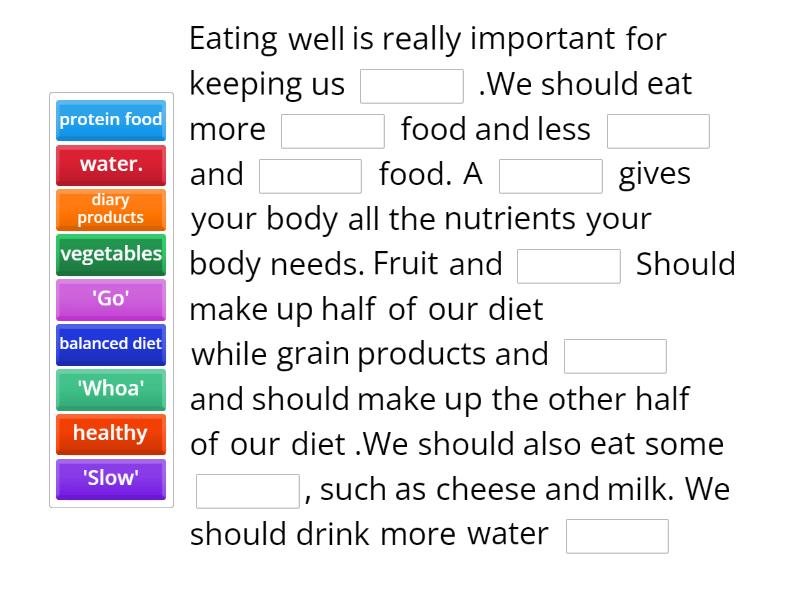 Eating healthy p4 - Complete the sentence