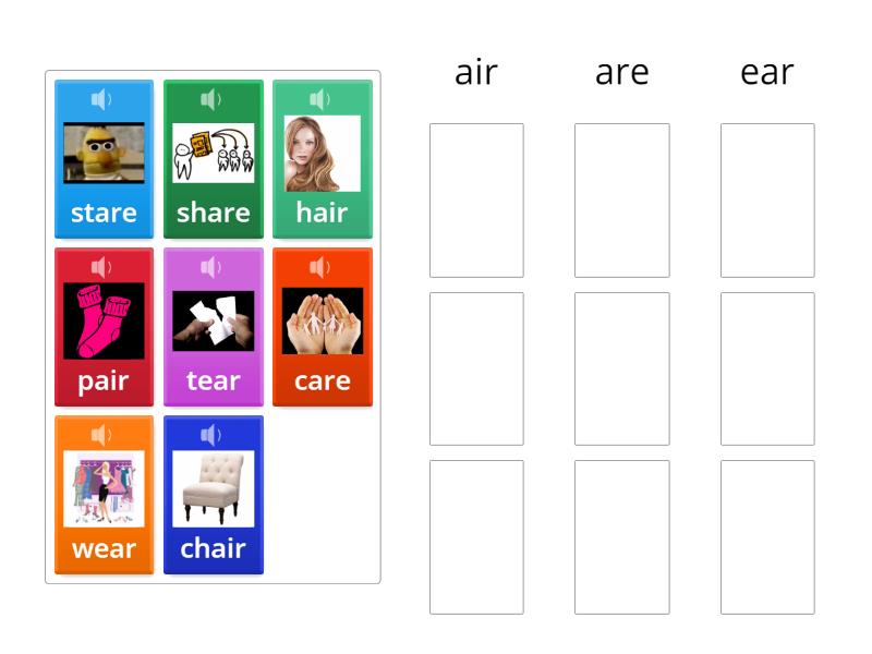 Air, are and ear trigraphs - Group sort