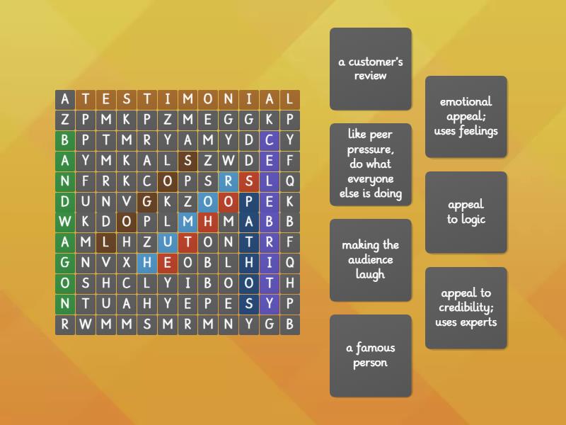 Persuasive Techniques - Wordsearch