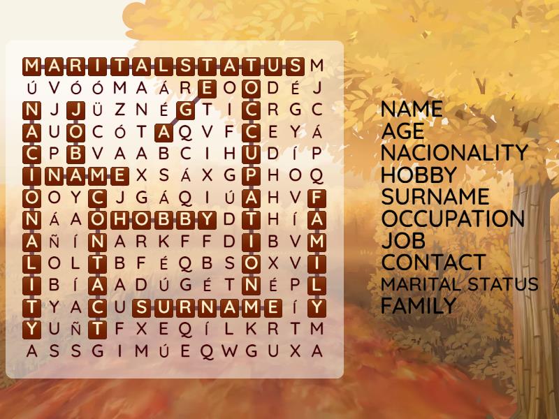 Personal Information - Wordsearch