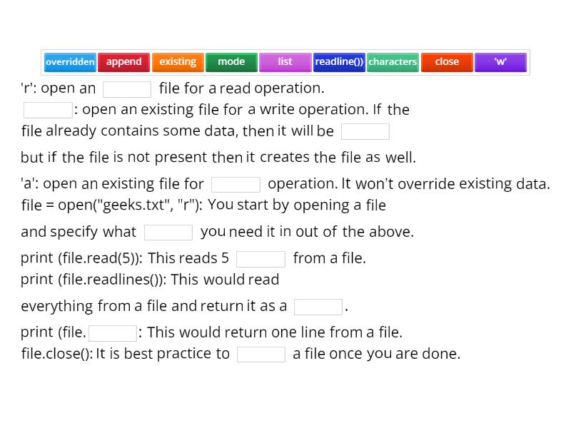 Python File Handling - Complete the sentence