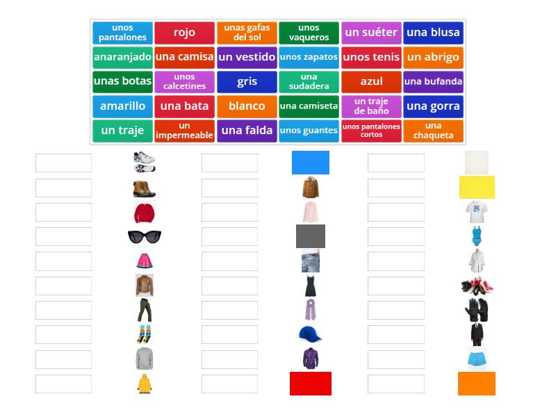 La ropa y los colores - Match up