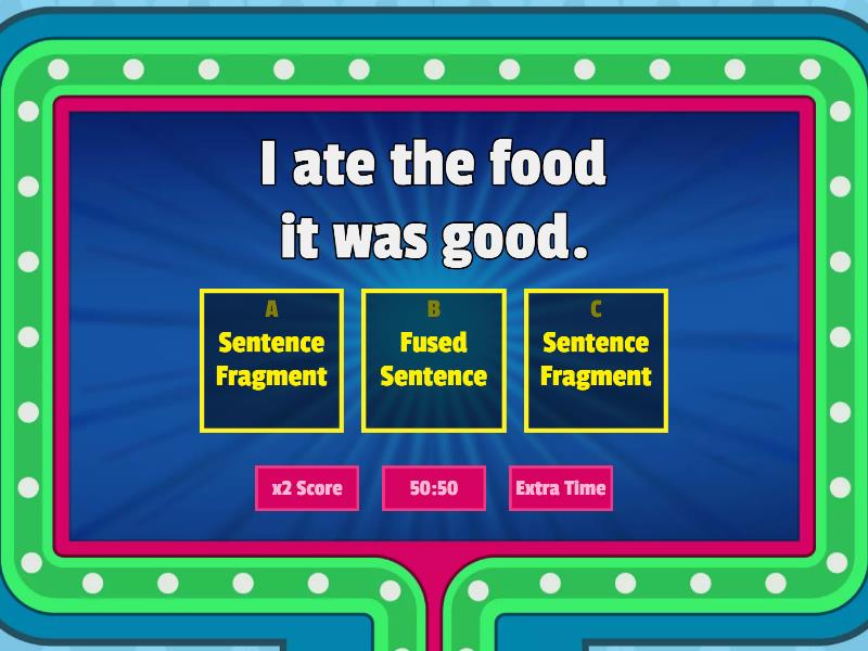 Common Sentence Errors - Gameshow quiz