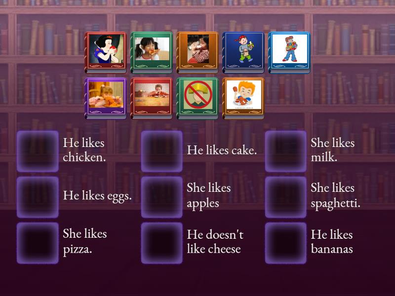 He/She likes + vocabulary - Match up