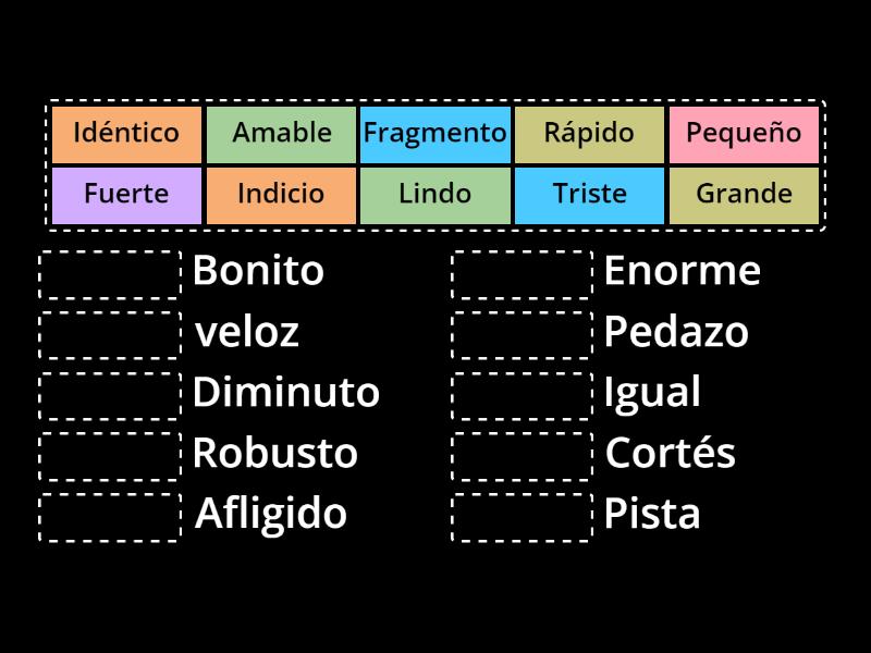 Sinónimos - Une las parejas