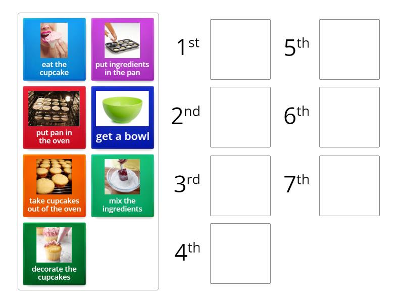 sequencing: making cupcakes - Rank order